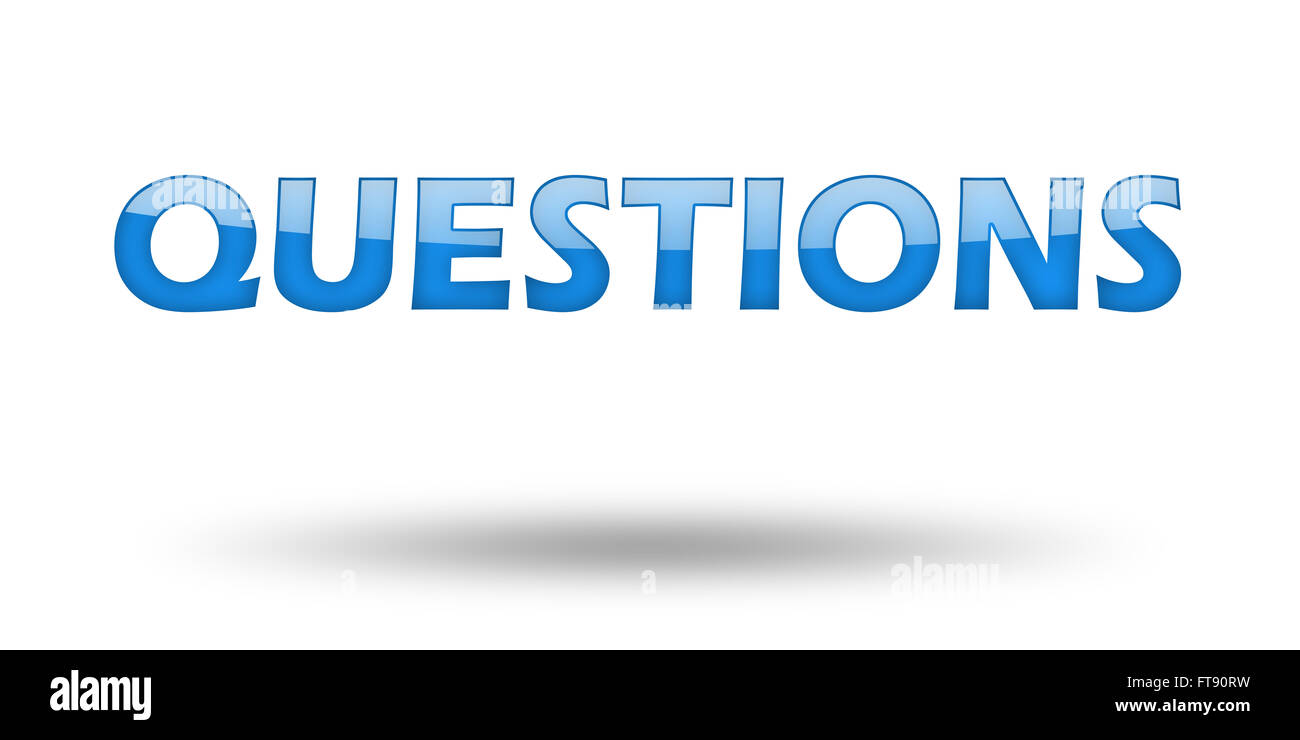 Word QUESTIONS with blue letters and shadow Stock Photo - Alamy