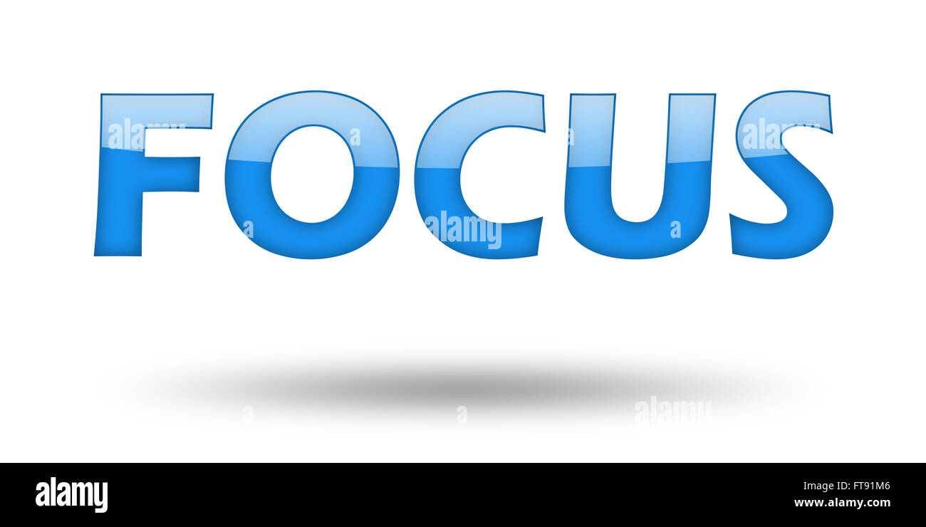 Text FOCUS with blue letters and shadow Stock Photo - Alamy