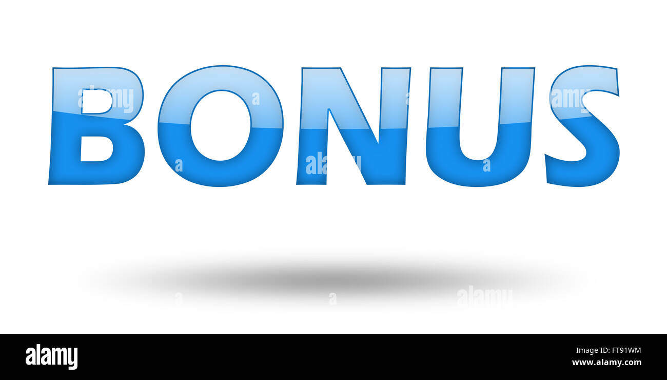 Text BONUS with blue letters and shadow Stock Photo - Alamy
