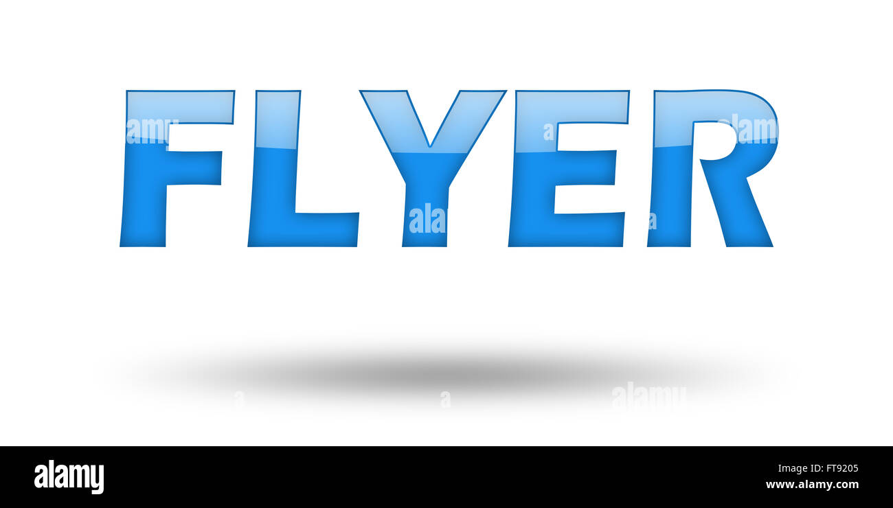 Text FLYER with blue letters and shadow Stock Photo - Alamy