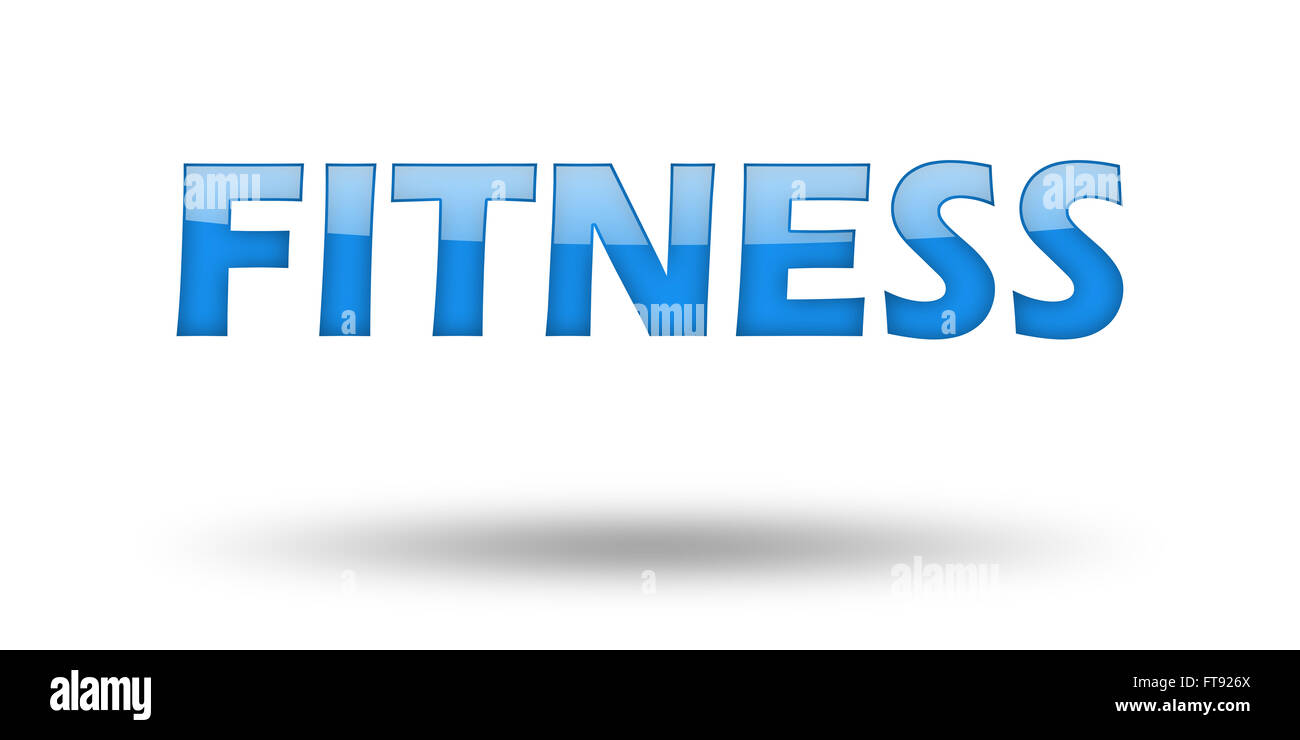 Text FITNESS with blue letters and shadow Stock Photo - Alamy