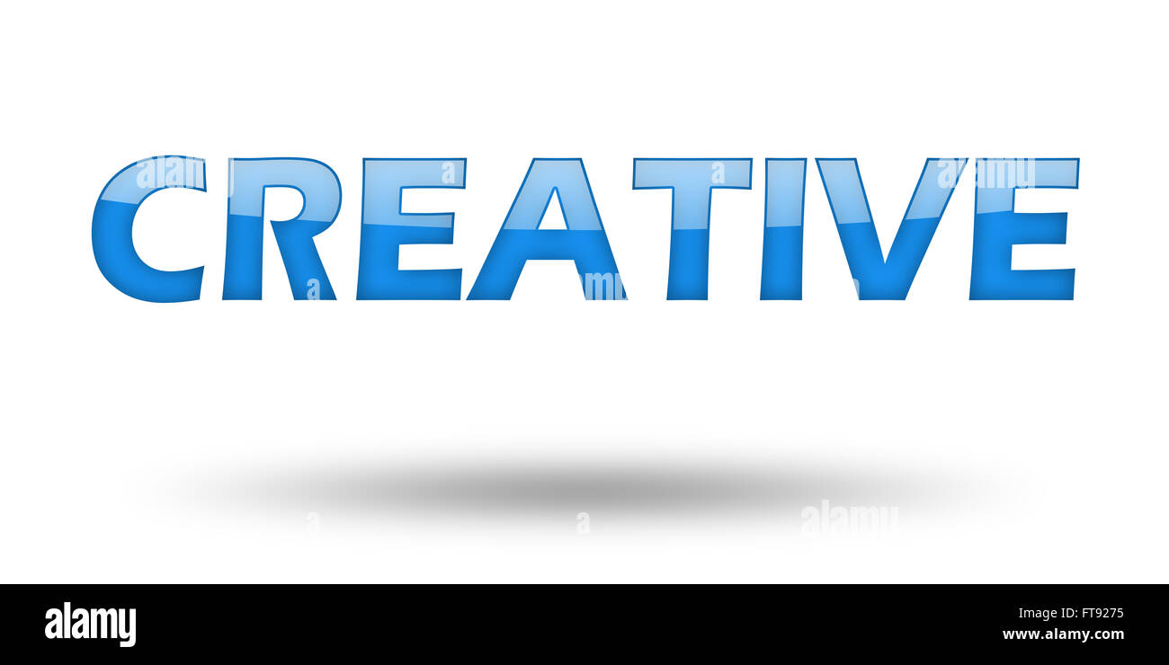 Text Creative with blue letters and shadow Stock Photo - Alamy