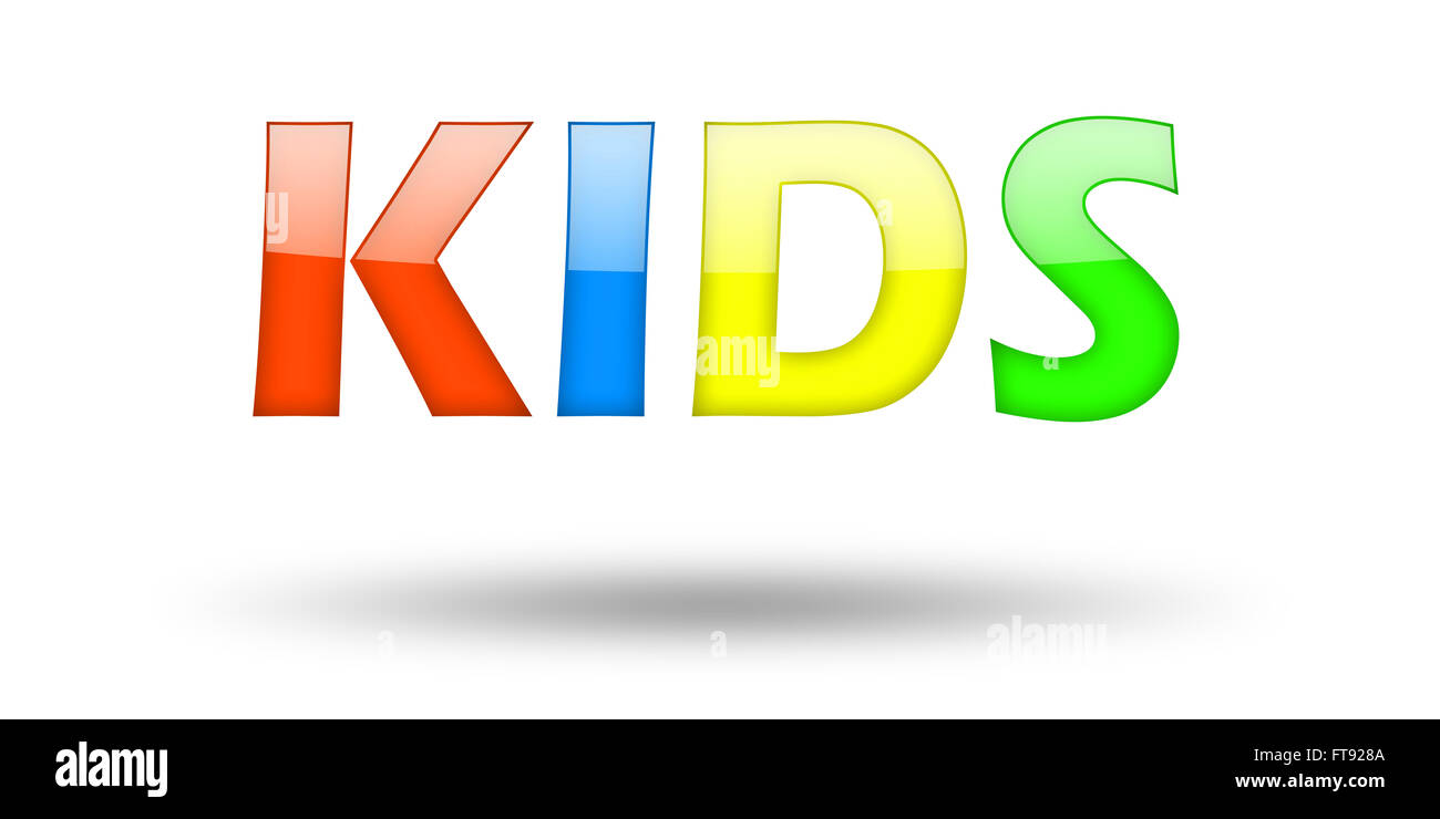 Text KIDS with colorful letters and shadow Stock Photo - Alamy