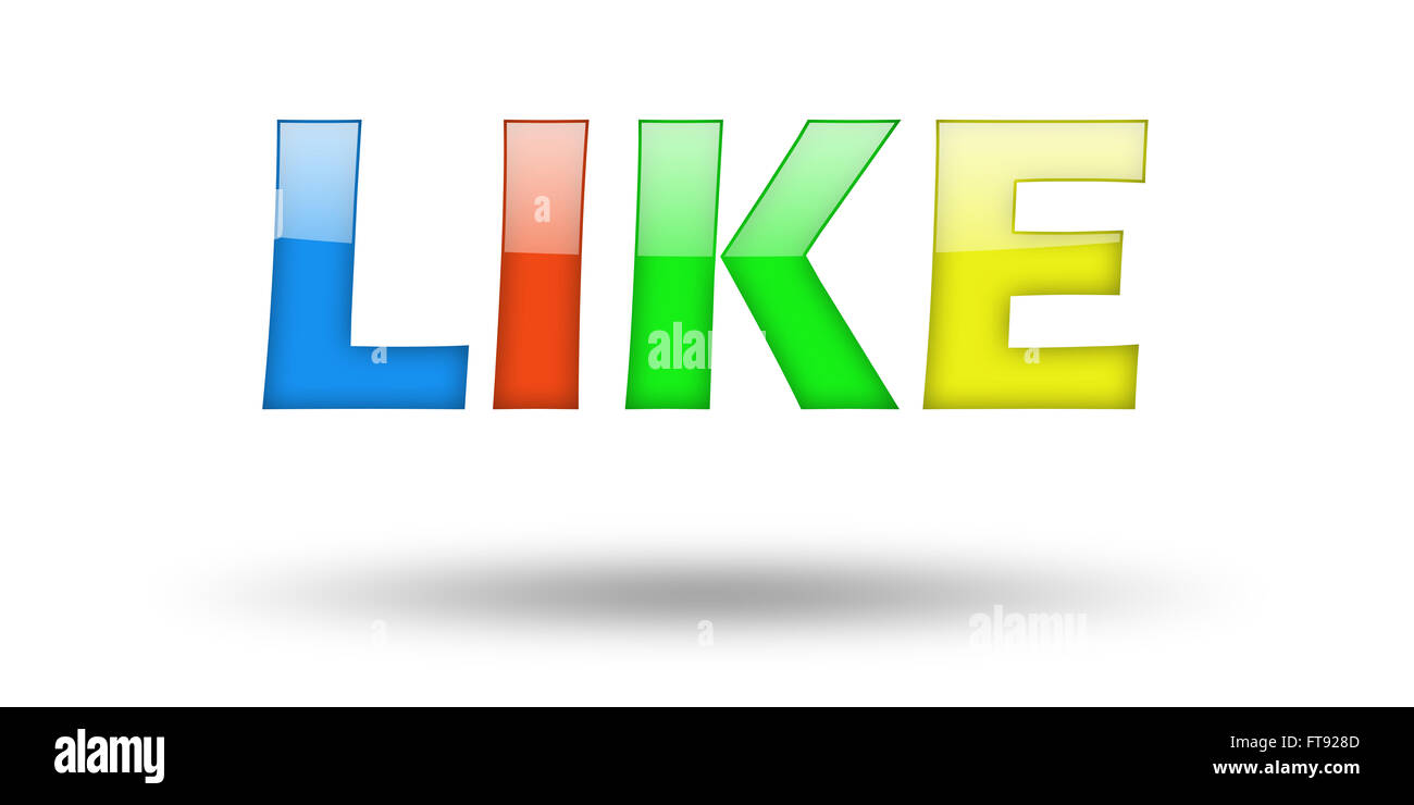 Text LIKE with colorful letters and shadow Stock Photo - Alamy