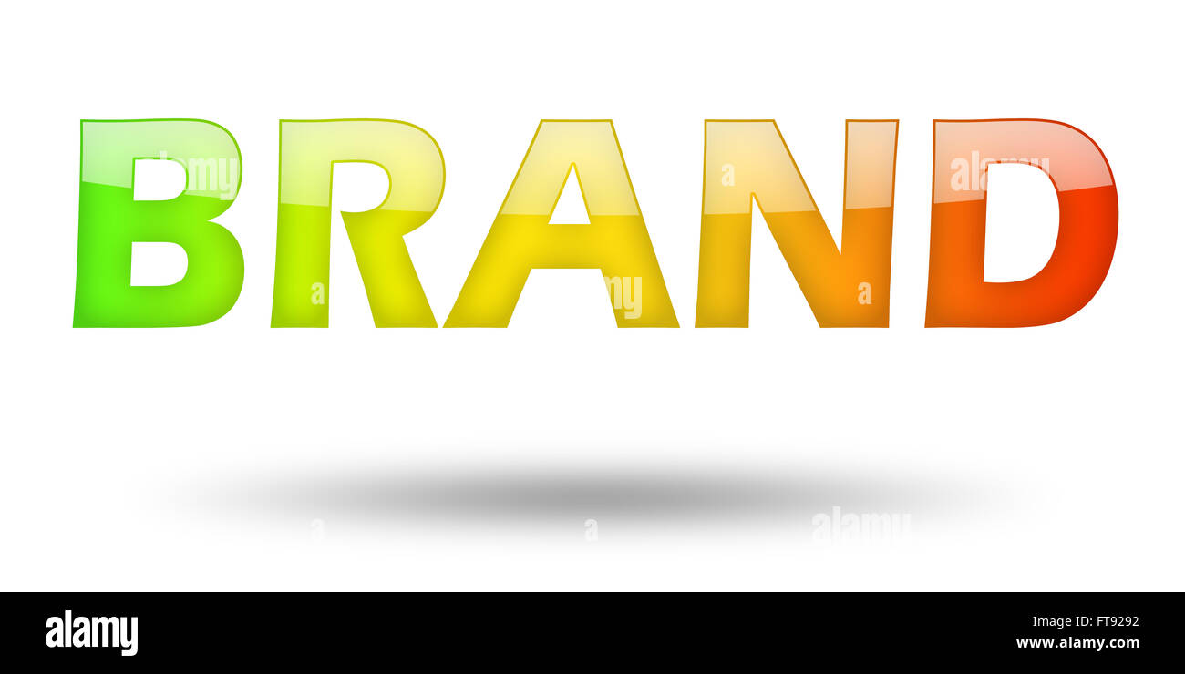 Text BRAND with colorful letters and shadow Stock Photo - Alamy