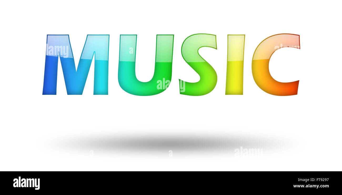 Text MUSIC with colorful letters and shadow Stock Photo - Alamy