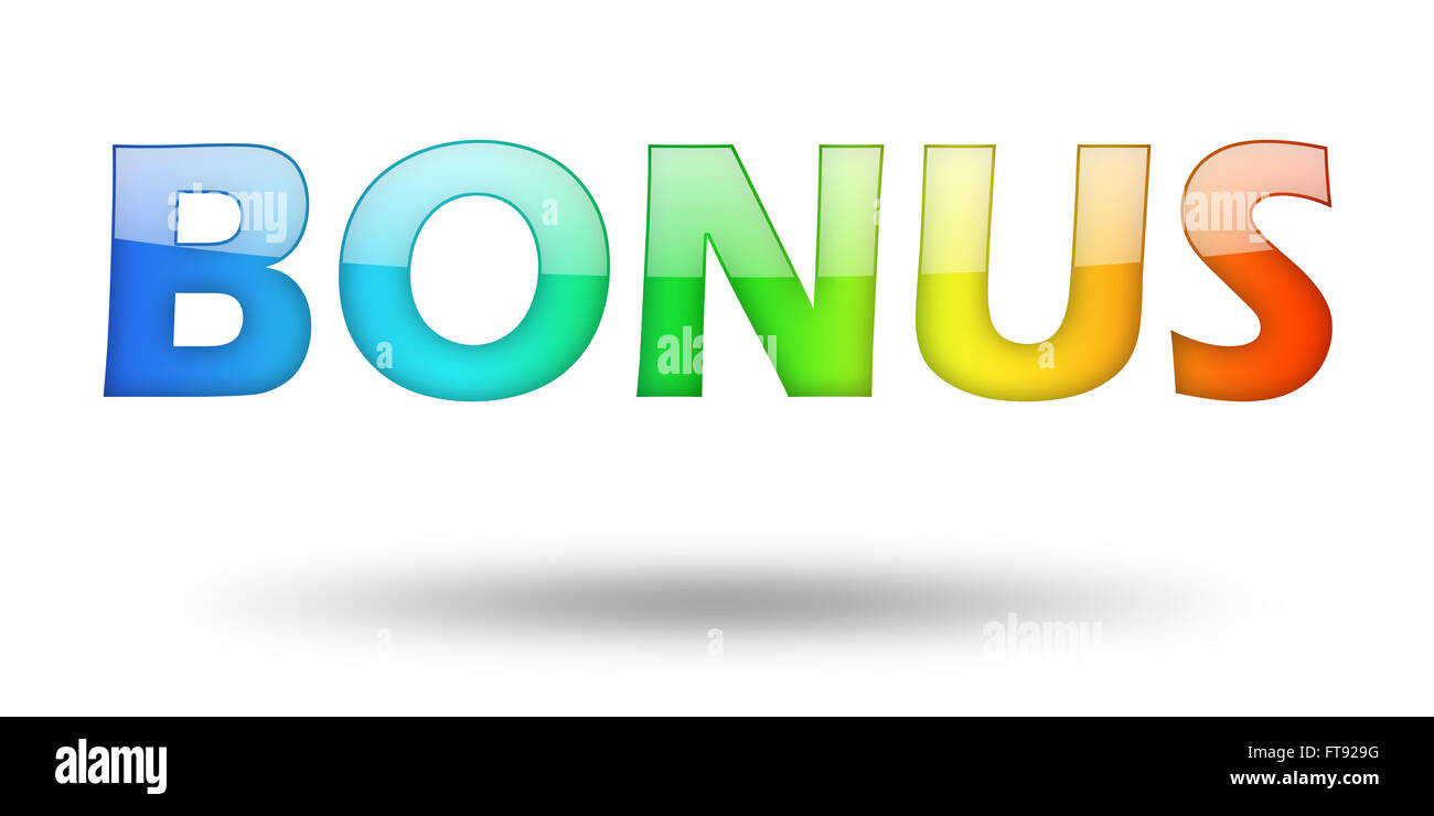 Text BONUS with colorful letters and shadow Stock Photo - Alamy