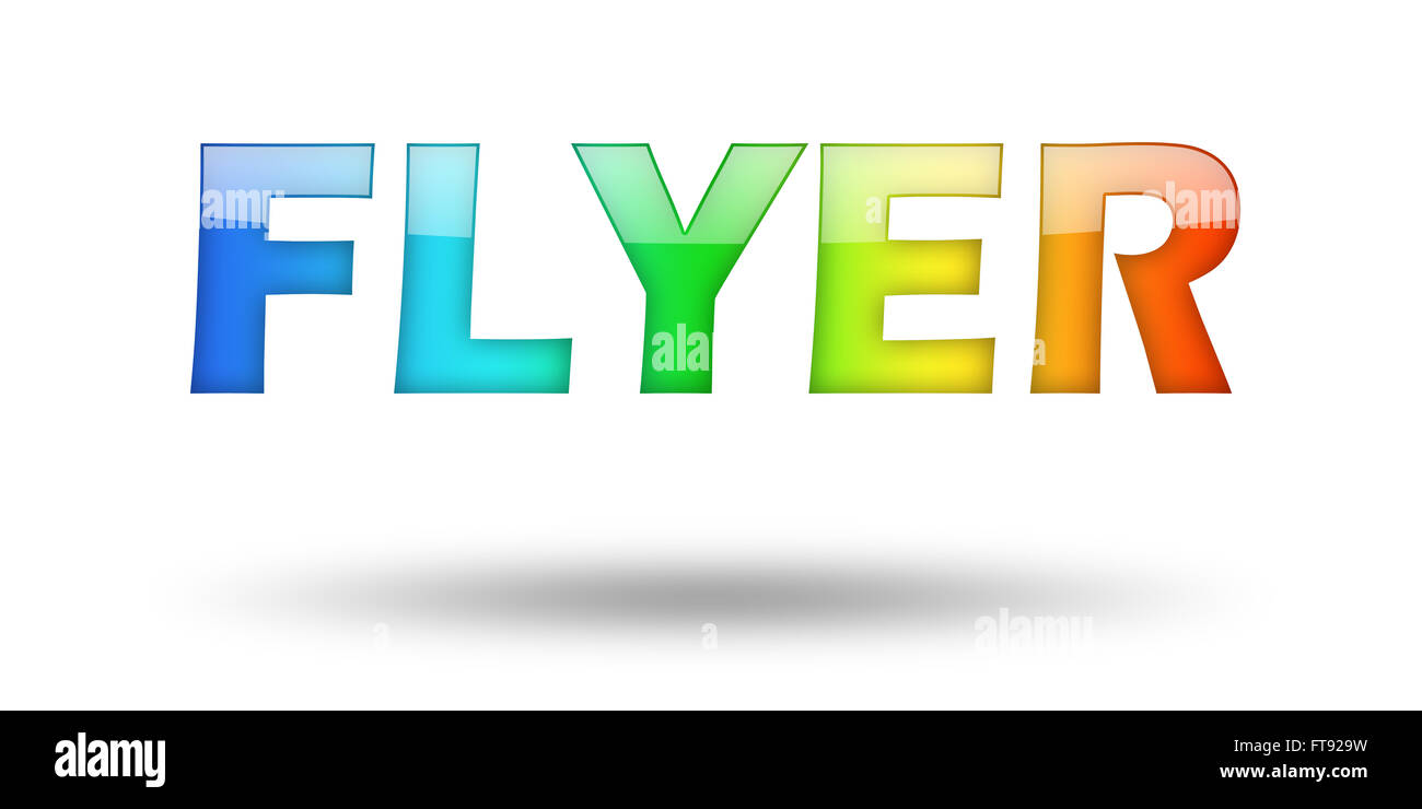 Text FLYER with colorful letters and shadow Stock Photo - Alamy
