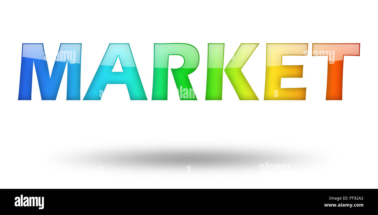 Text MARKET with colorful letters and shadow Stock Photo - Alamy