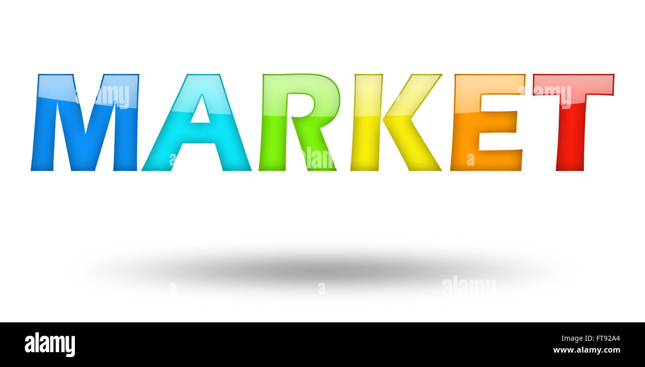 Text MARKET with colorful letters and shadow Stock Photo - Alamy
