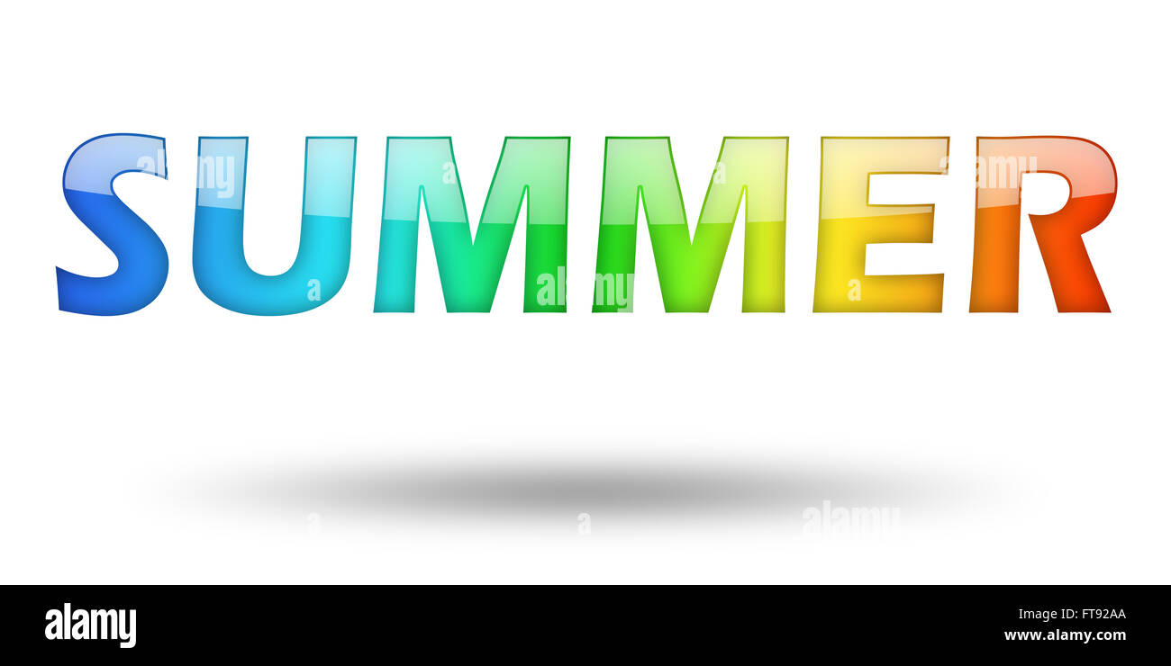 Text SUMMER with colorful letters and shadow Stock Photo - Alamy