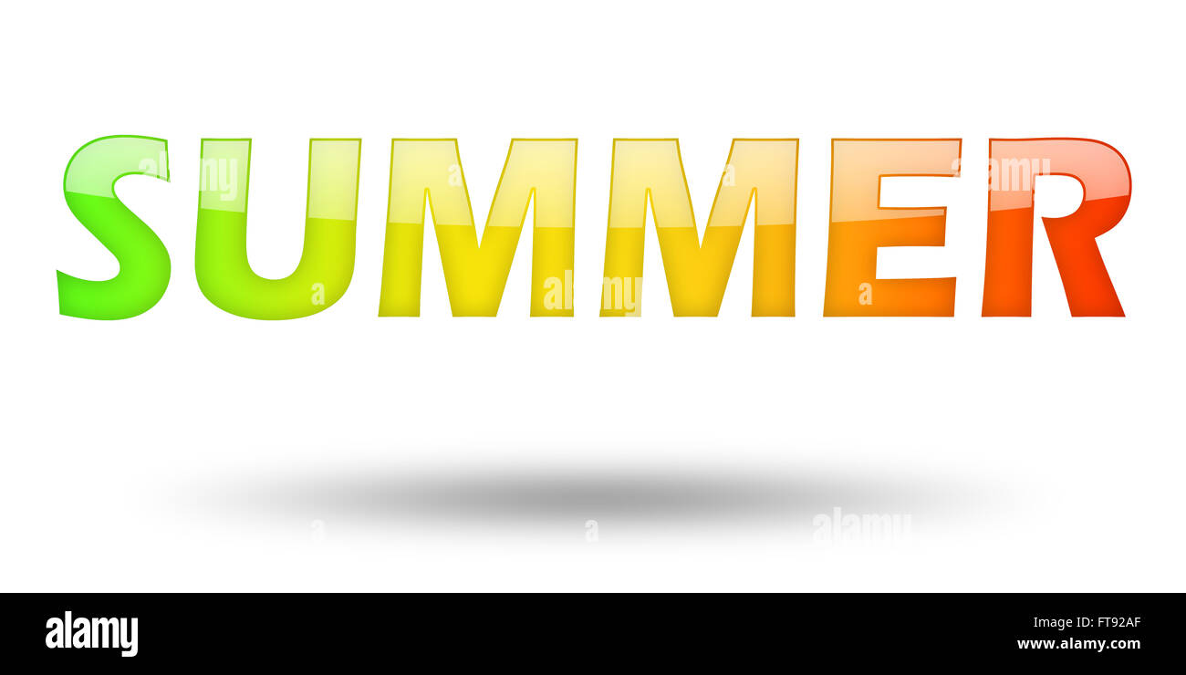 Text SUMMER with colorful letters and shadow Stock Photo - Alamy