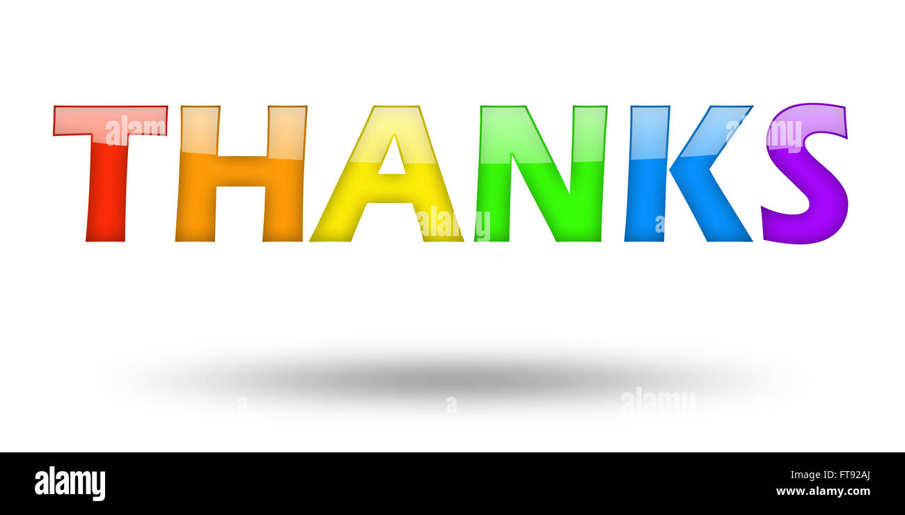 Text THANKS with colorful letters and shadow Stock Photo - Alamy