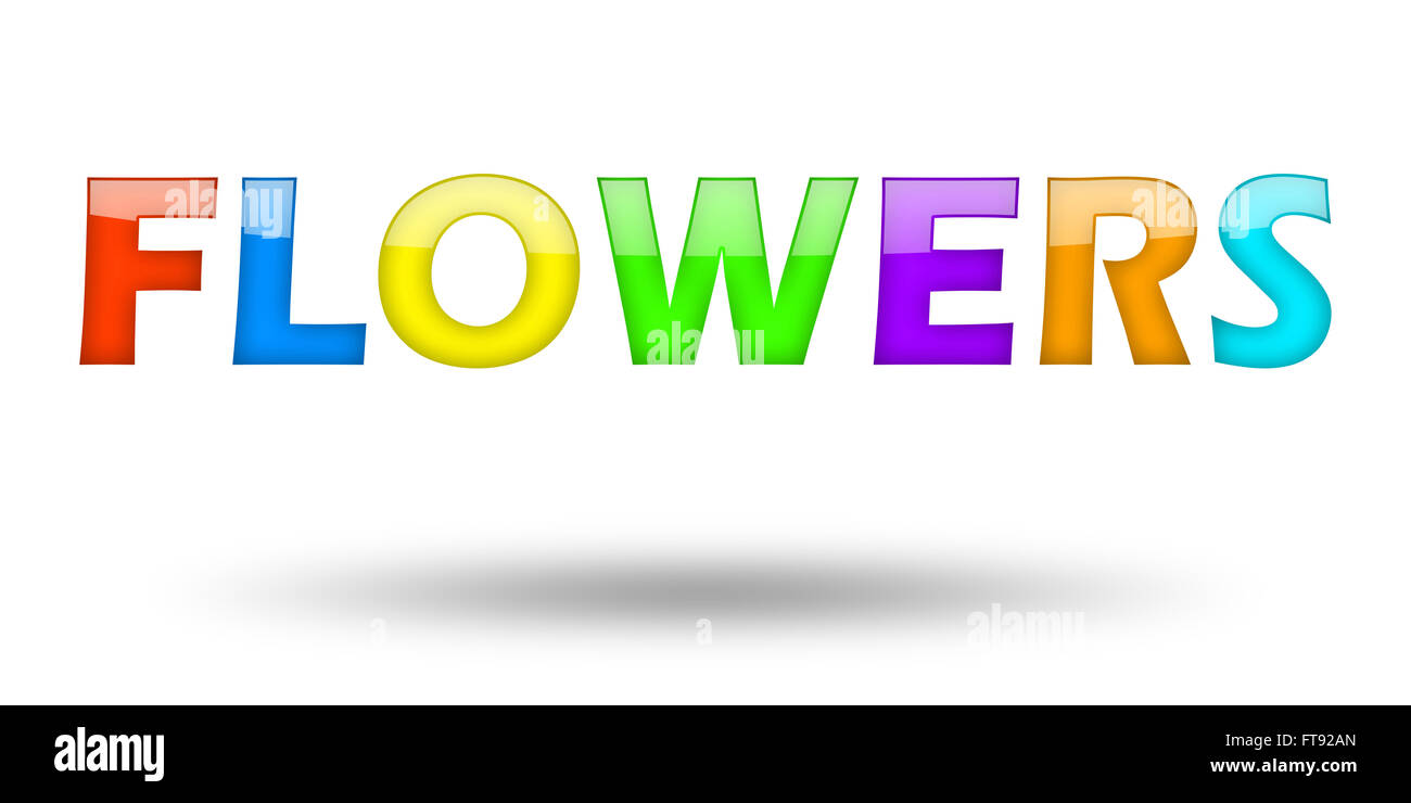 Text FLOWERS with colorful letters and shadow Stock Photo - Alamy