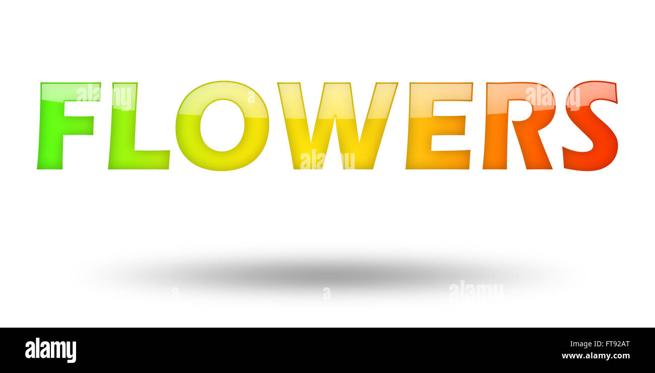 Text FLOWERS with colorful letters and shadow Stock Photo - Alamy