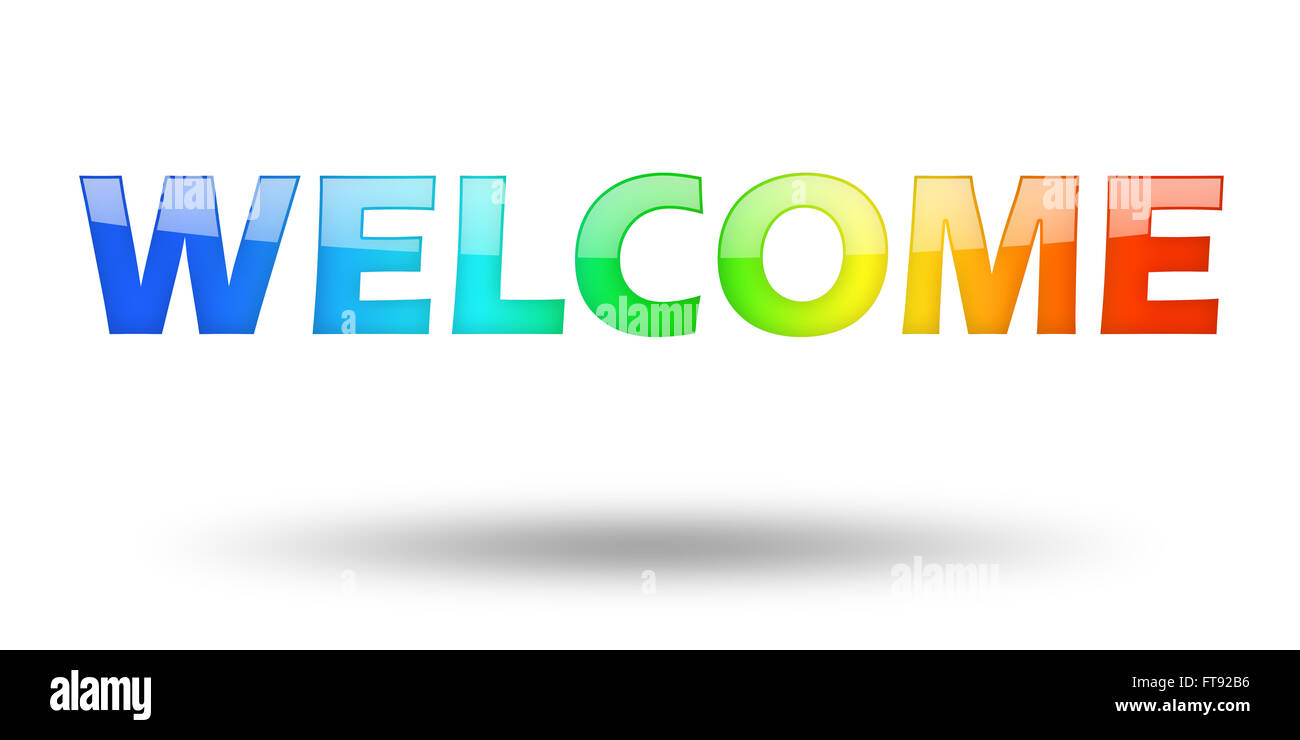 Text Welcome with colorful letters and shadow Stock Photo - Alamy