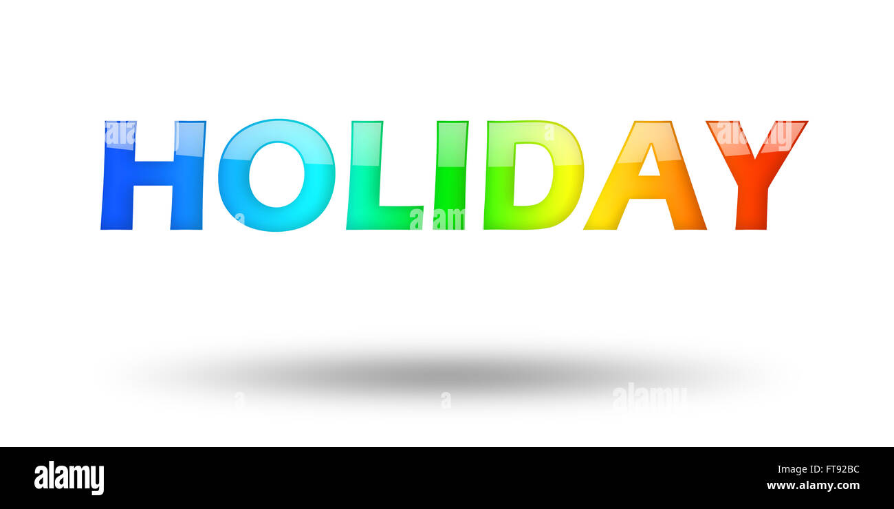 Text Holiday with colorful letters and shadow Stock Photo - Alamy