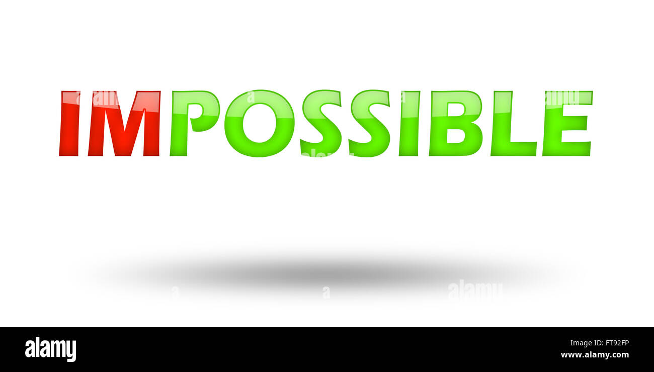 Text Impossible with colorful letters and shadow Stock Photo - Alamy