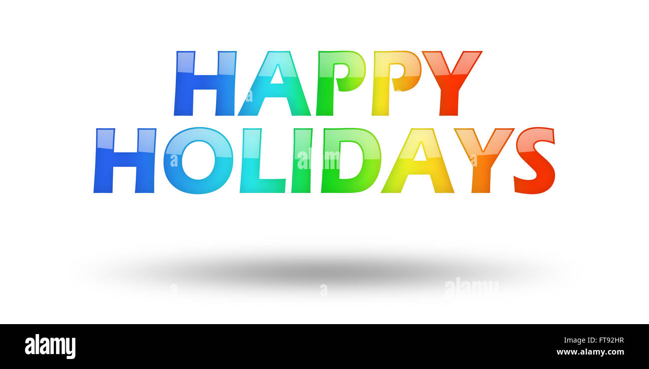 Text Happy Holidays with colorful letters and shadow Stock Photo - Alamy