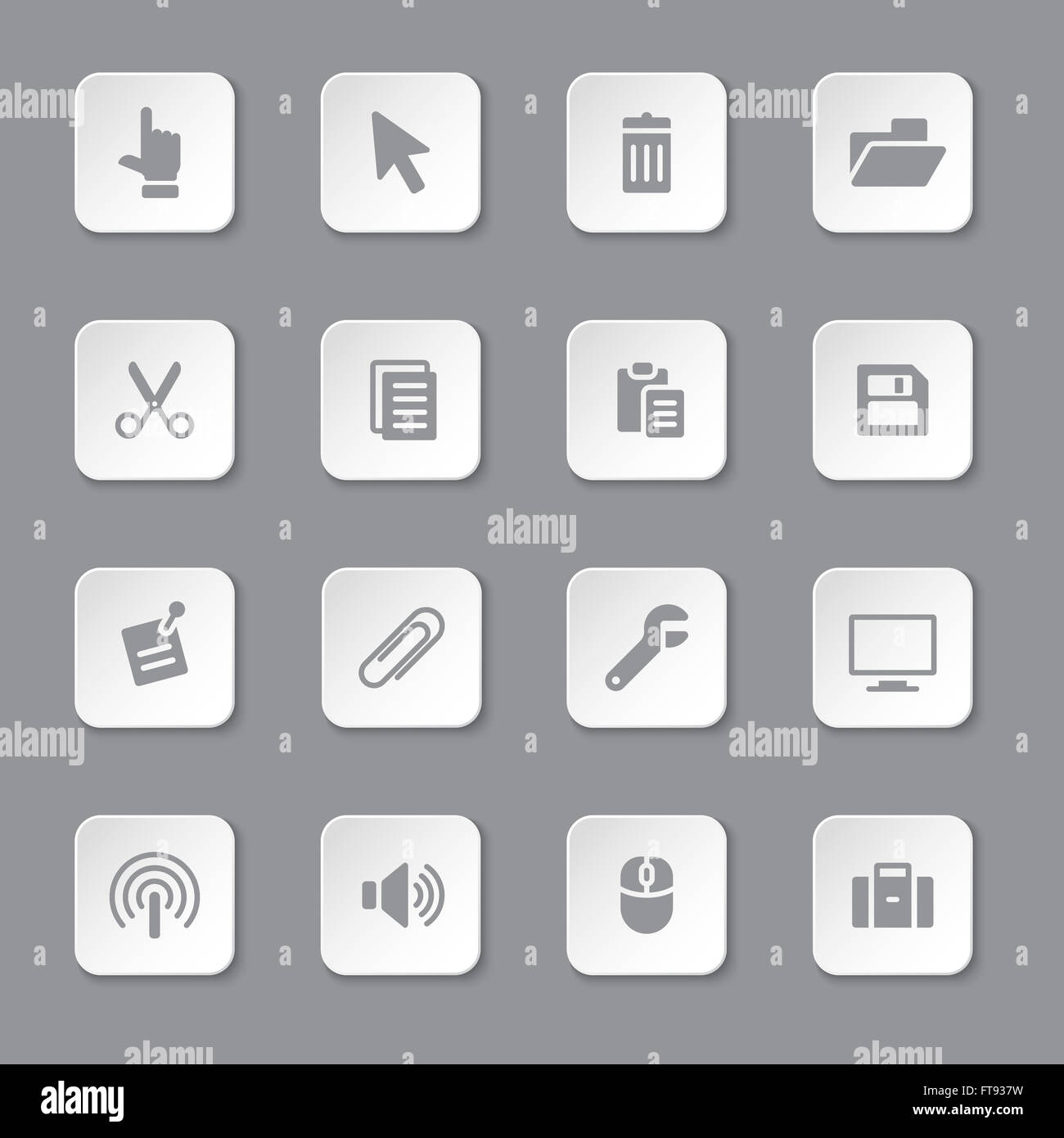 [JPEG] gray flat computer and technology icon set on rounded rectangle ...