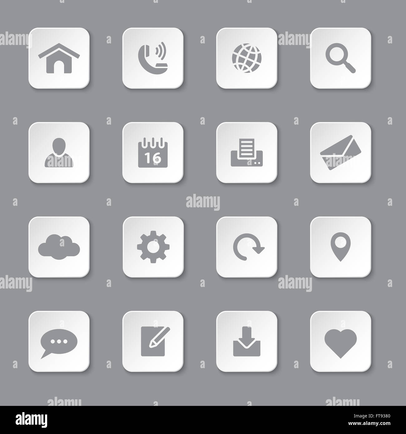 [JPEG] gray flat web and technology icon set on rounded rectangle ...
