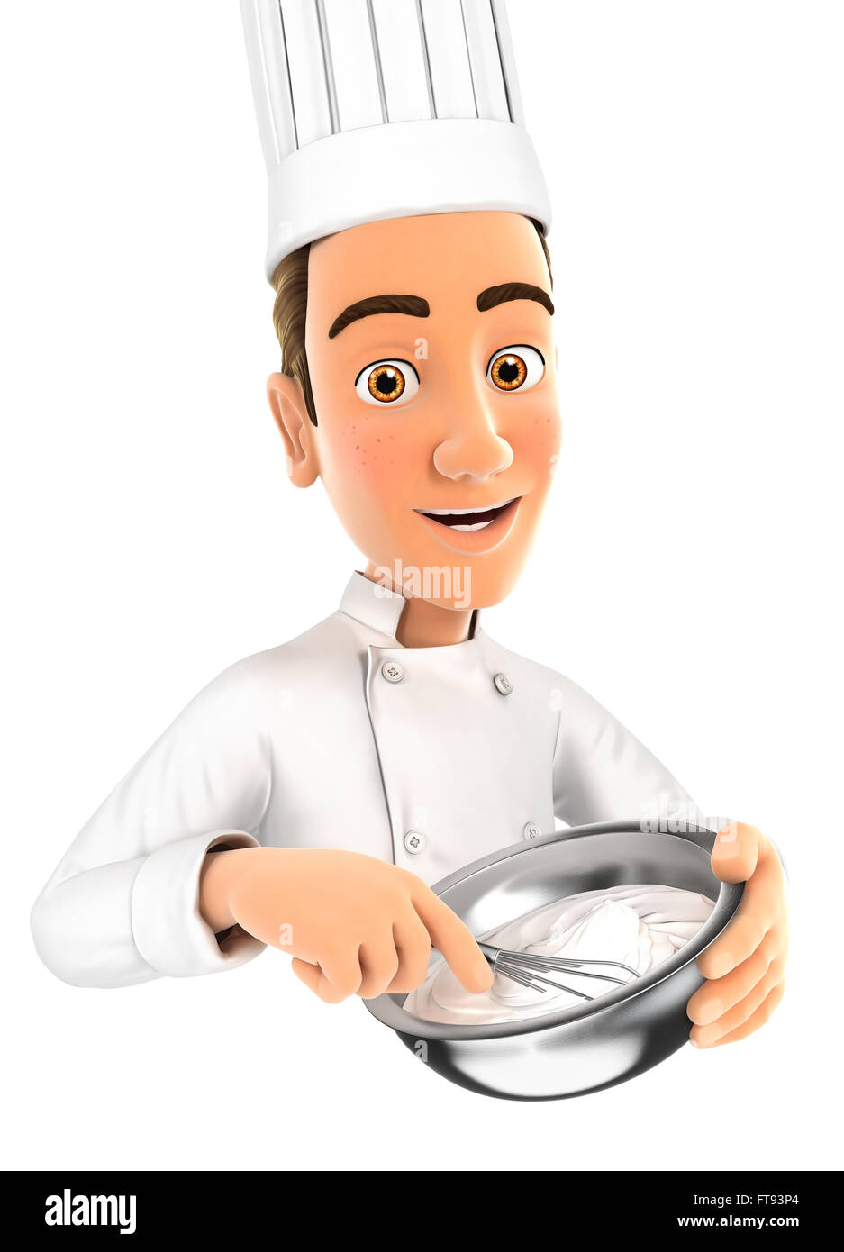 3d head pastry chef holding whisk and bowl, isolated white background ...