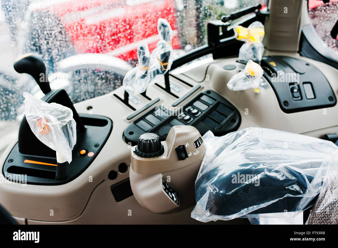 Controls panel in the cabin of the new tractor Stock Photo - Alamy