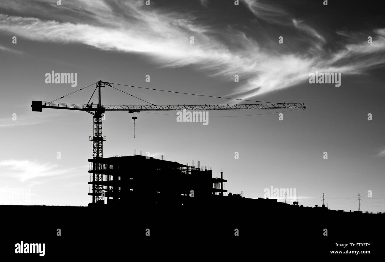 Building Under Construction Black And White