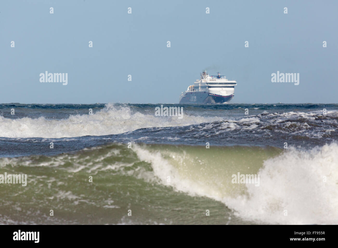 A Color Line SuperSpeed-class ferry arrives at Hirtshals from Norway ...