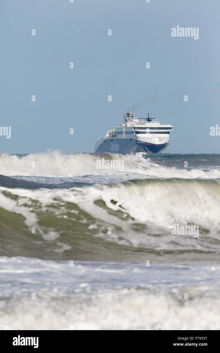 A Color Line SuperSpeed-class ferry arrives at Hirtshals from Norway ...