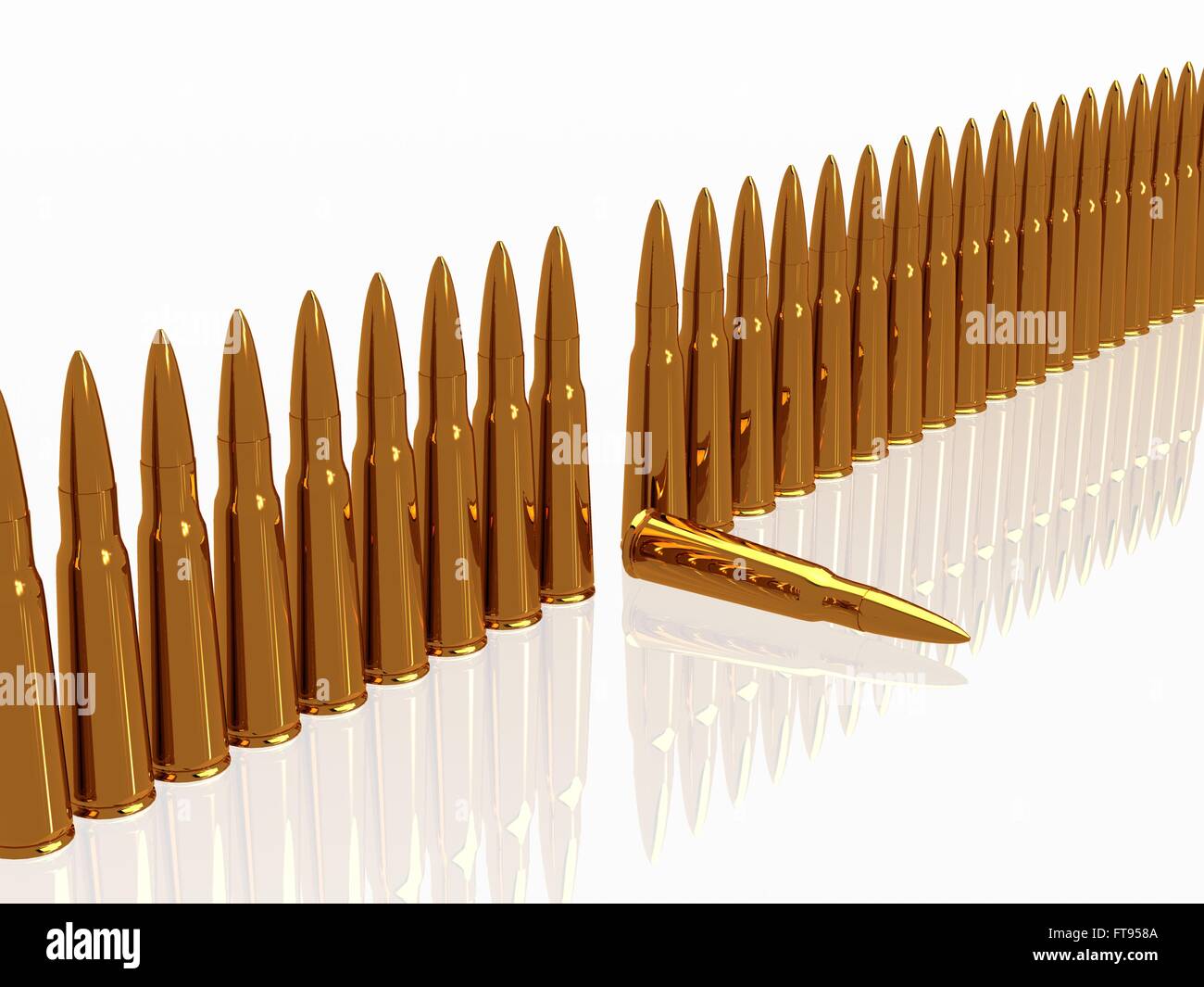 row Bullets 9mm ammo ammunition horizontal copper Stock Photo - Alamy