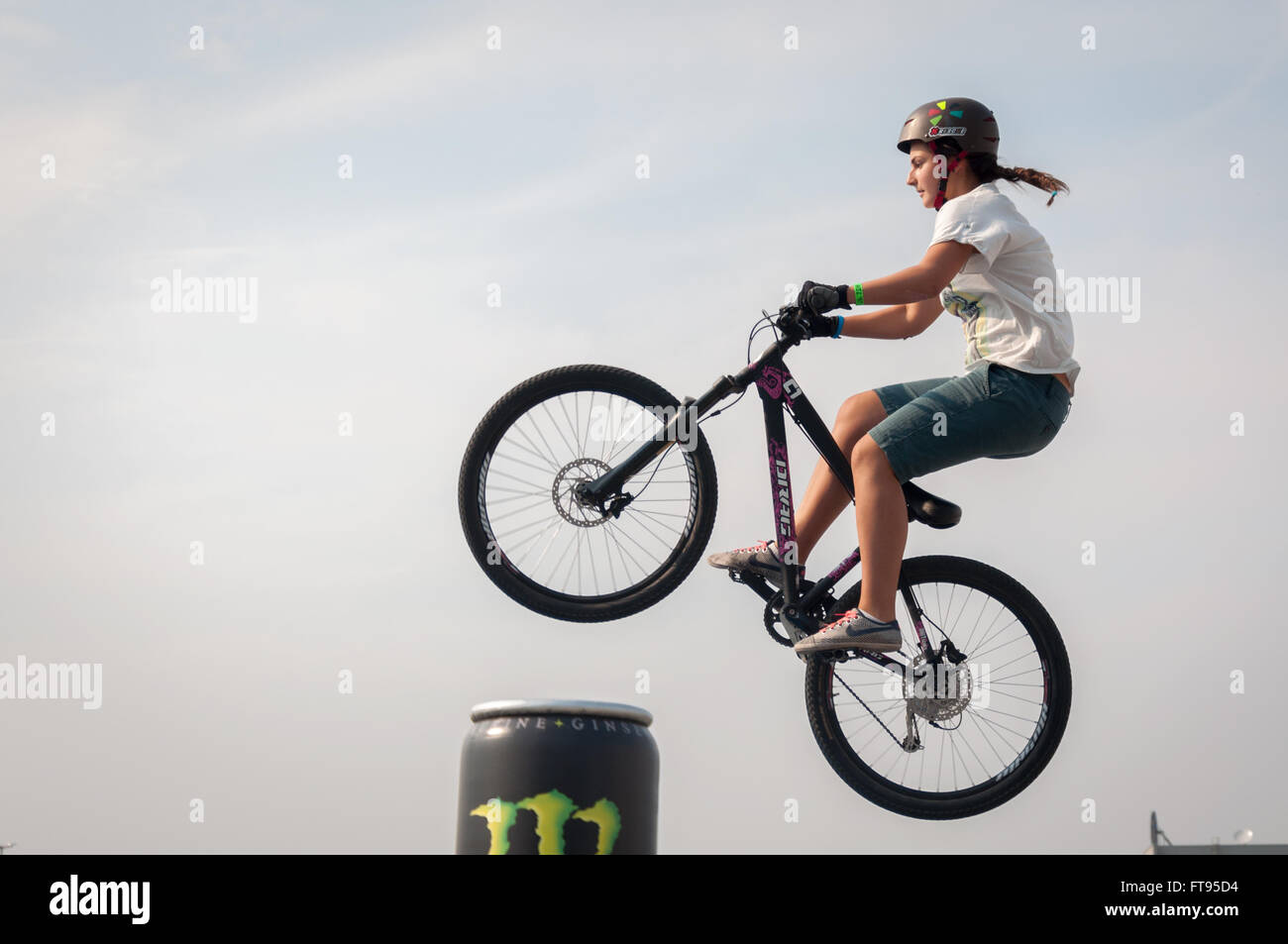 BMX biker in the air performing dirt jumping Stock Photo - Alamy