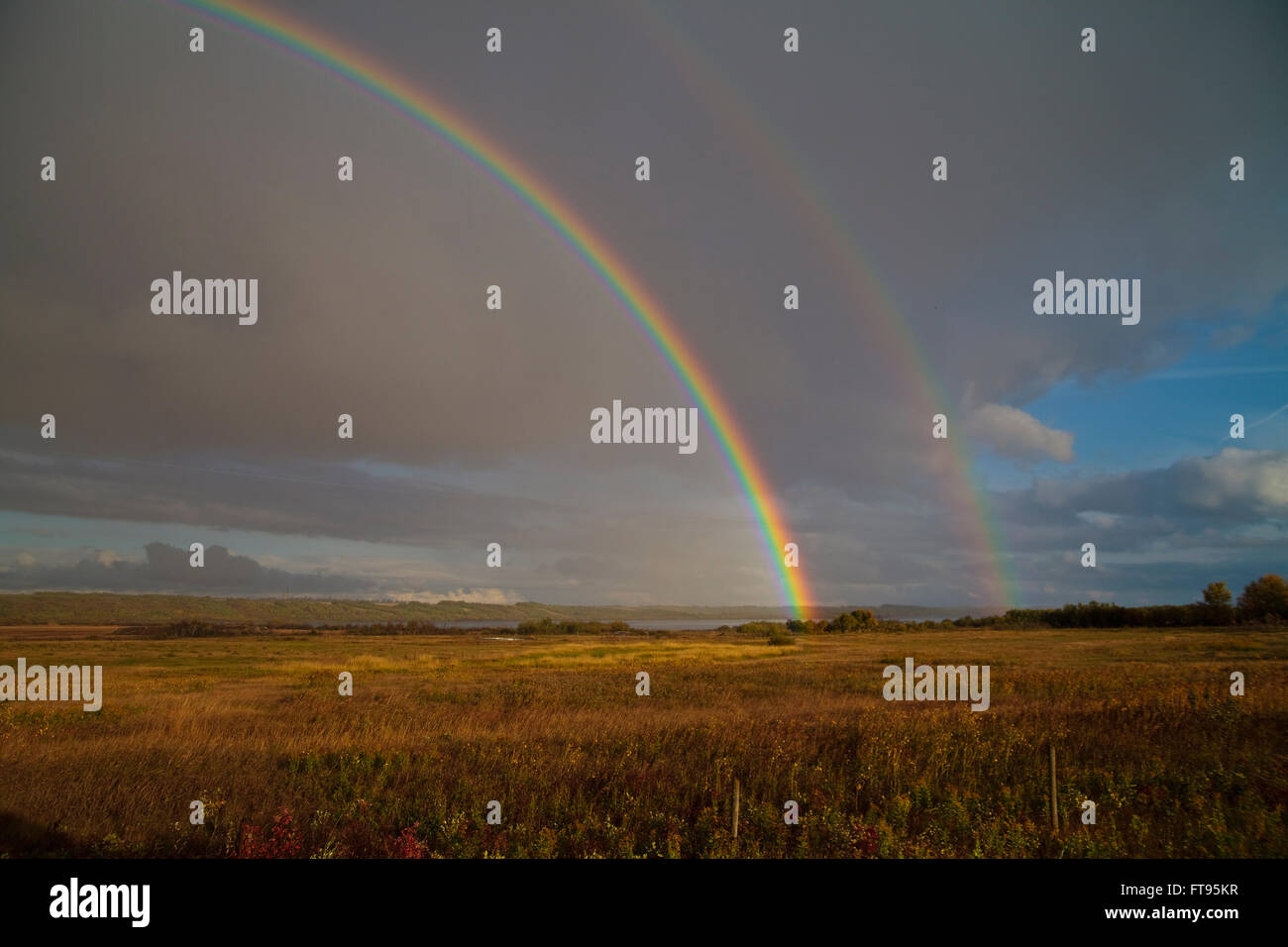 Rainbow after a storm near Marsden, Saskatchewan, Canada Stock Photo ...