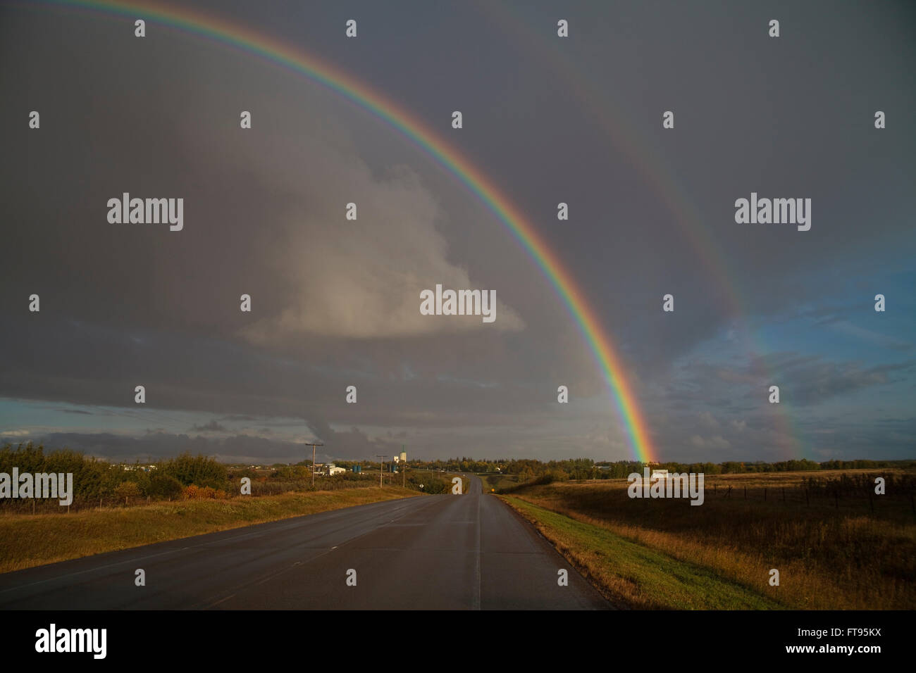 Rainbow after a storm near Marsden, Saskatchewan, Canada Stock Photo ...