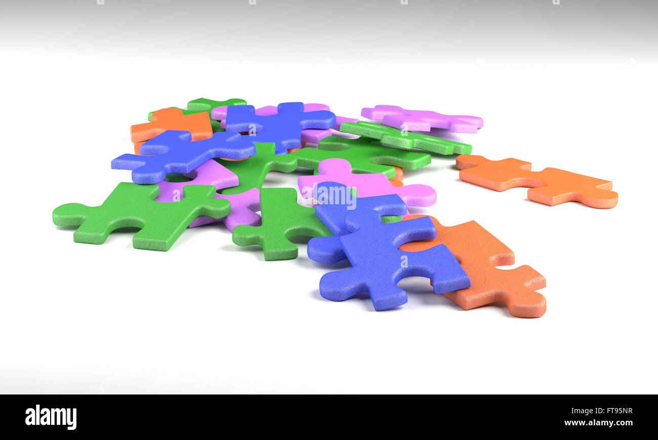 colorful puzzle pieces 3d illustration Stock Photo - Alamy