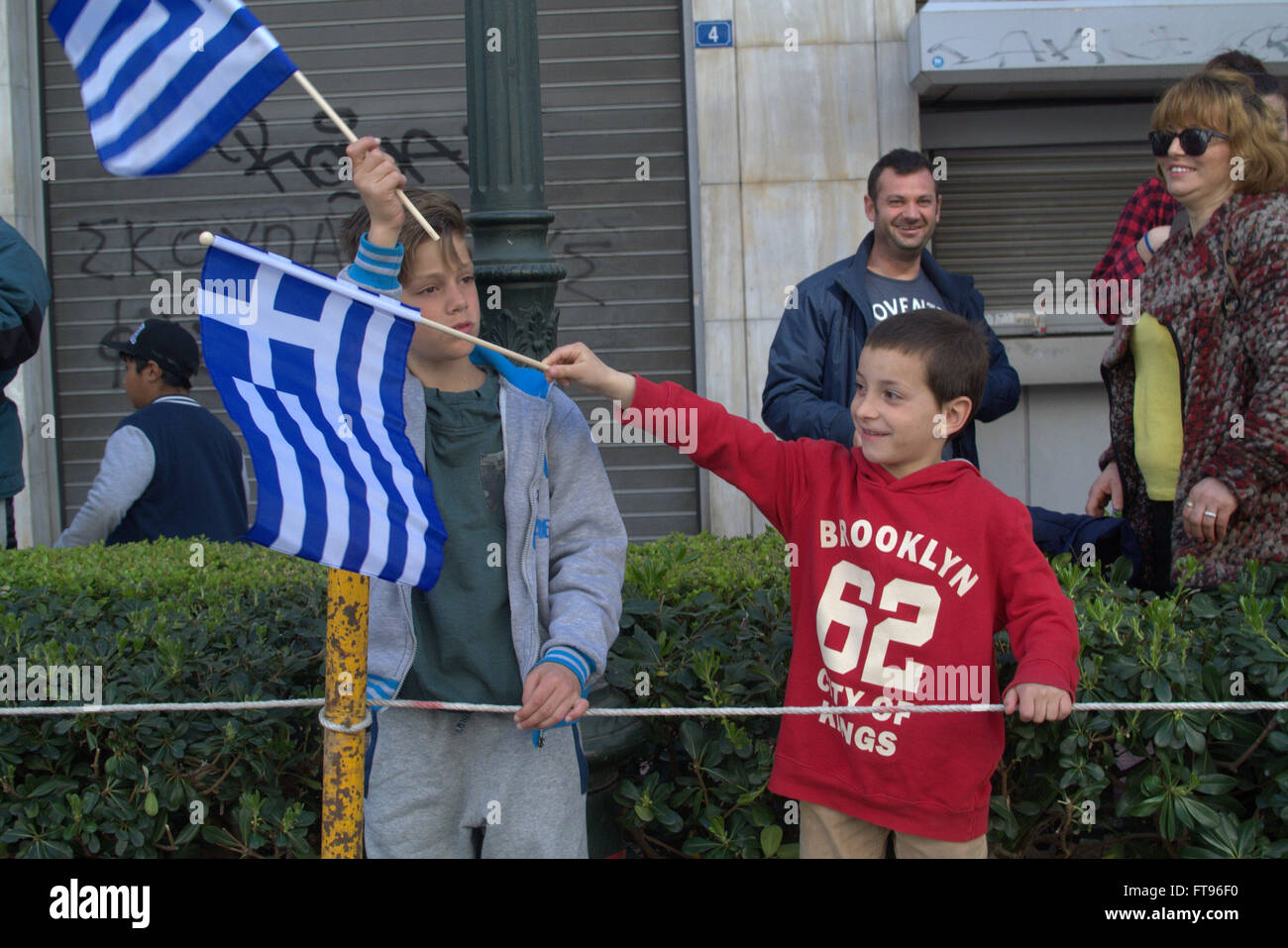 Athens, Greece. 25th Mar, 2016. Greek citizens remember the beggining ...
