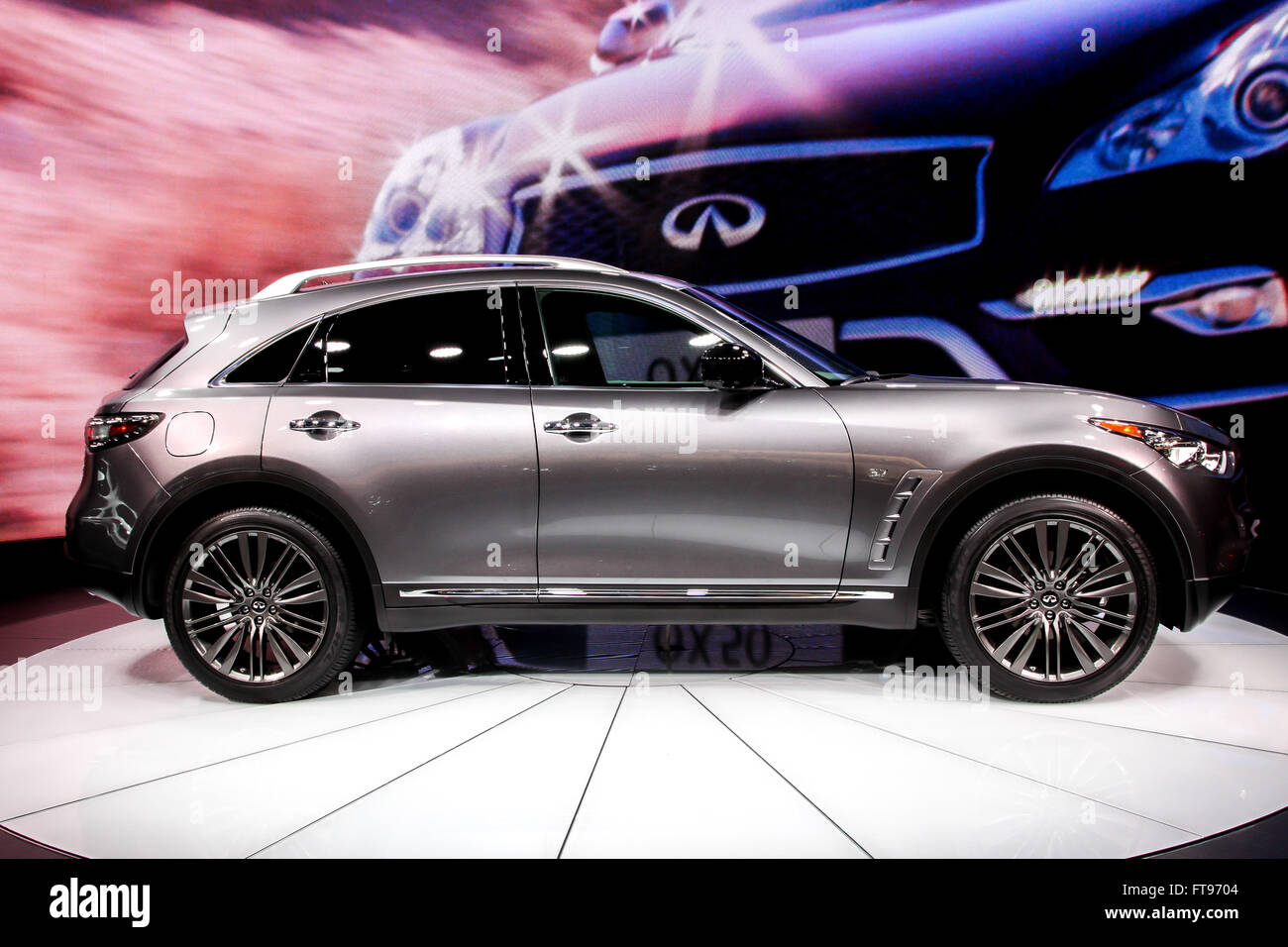 Manhattan, New York, USA. 23rd Mar, 2016.A Infiniti QX70 shown at the ...