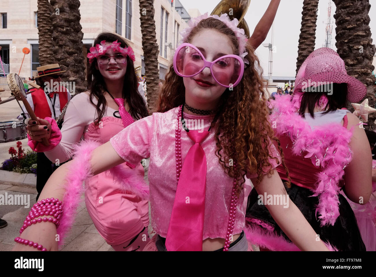 Israelis wearing costume celebrating Purim festival in Safra square in ...