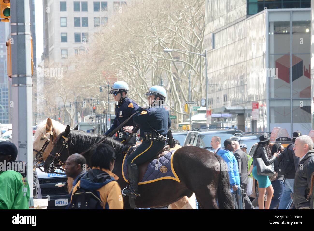 24th March 2016. New York City, USA. NYPD mounted units patrol the ...