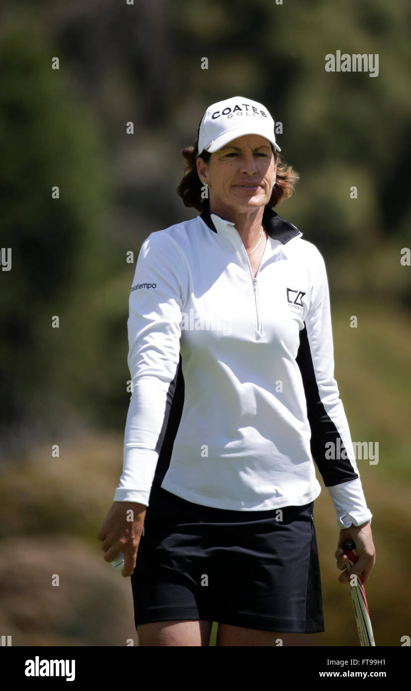 Carlsbad, California, USA. 25th Mar, 2016. Juli Inkster finishes on the ...