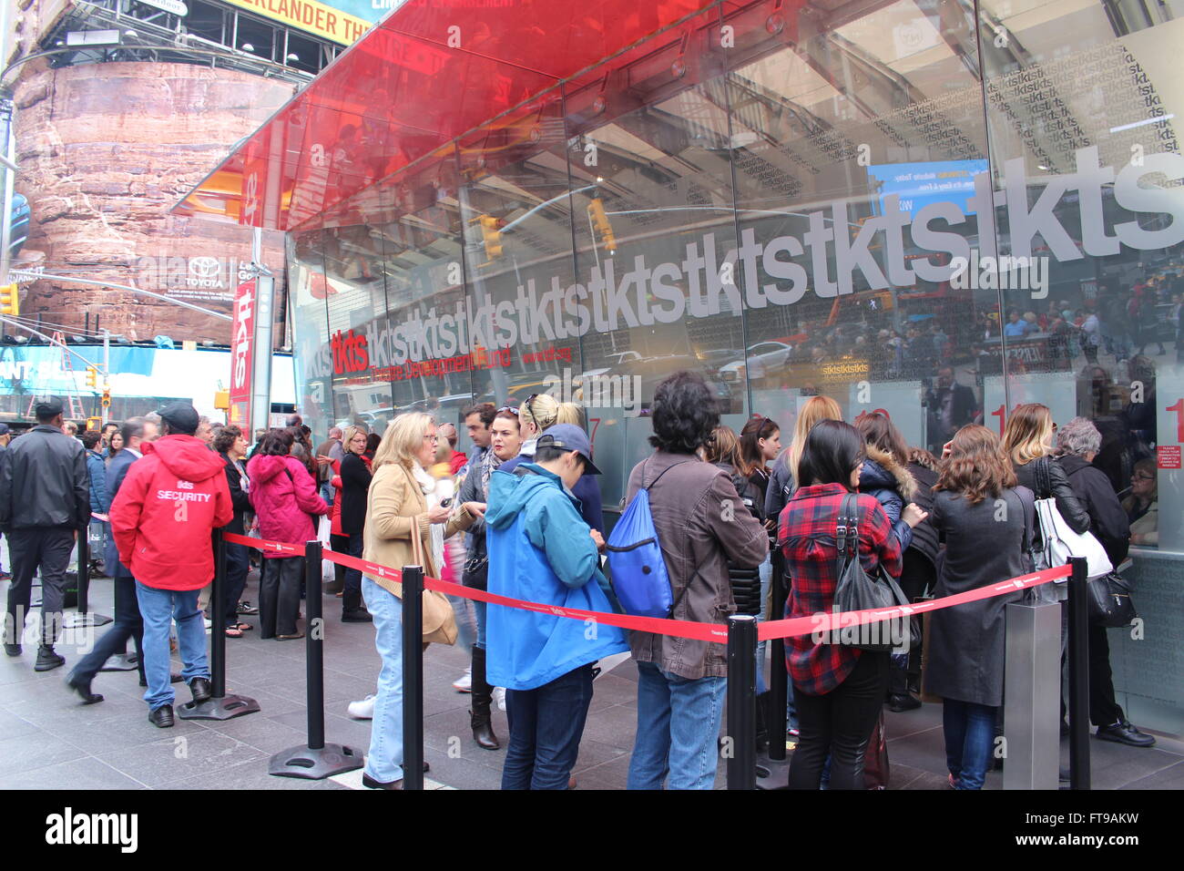 New York, USA. 16th Mar, 2016. People waiting in line at the TKTS ...