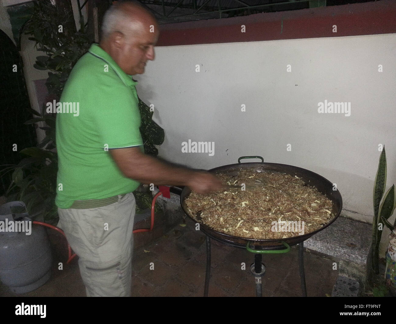 Typical Cuban food. Christmas barbecue. Chicken, rice, vegetables and ...