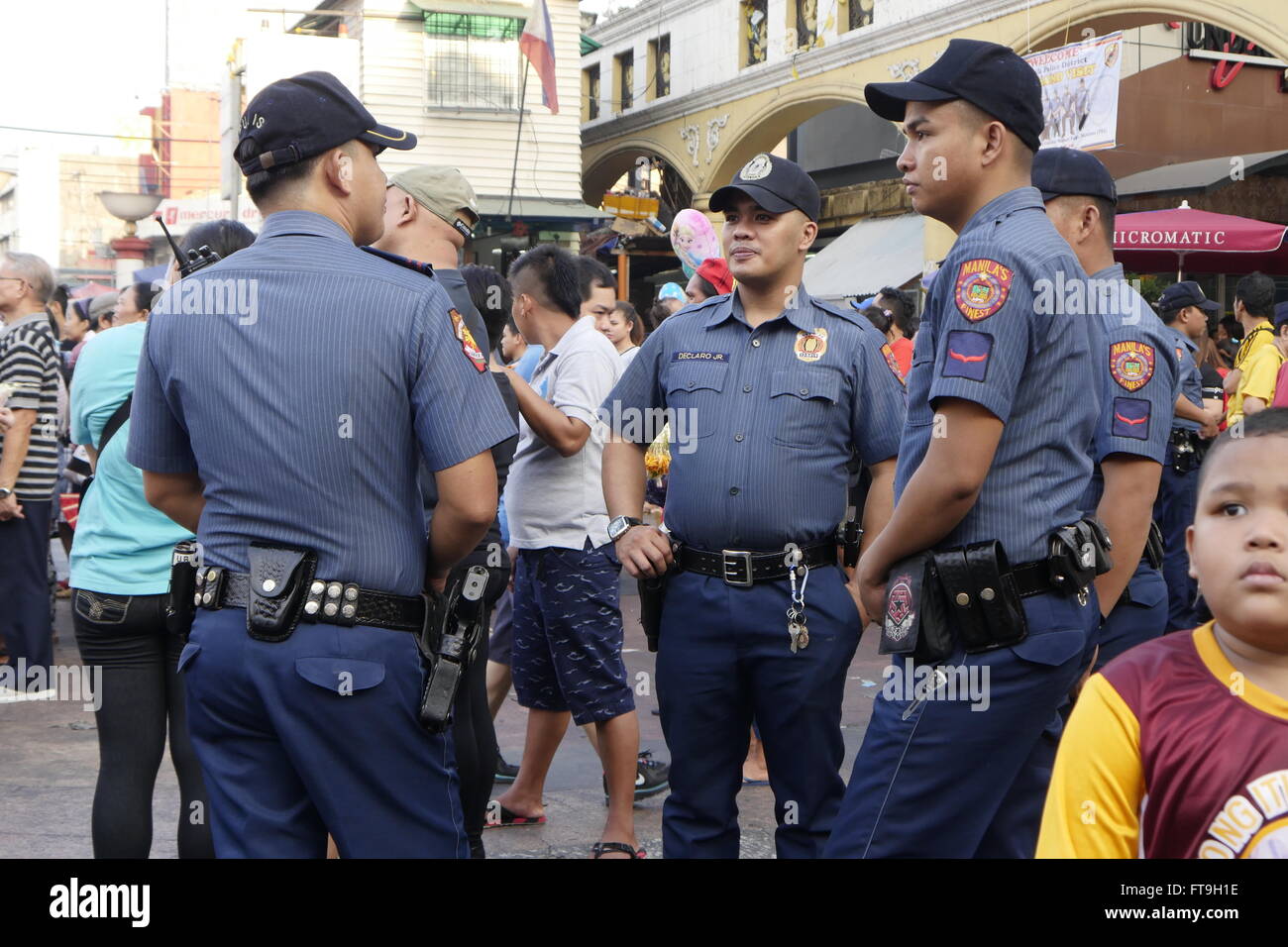 Manila, Philippines. 25th Mar, 2016. Police officers are stationed in ...