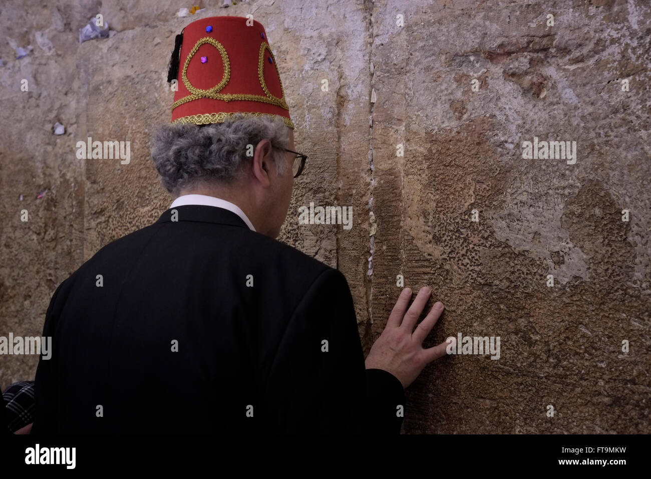 An Ultra Orthodox Jew wearing a traditional Muslim Tarboosh or Fez hat ...