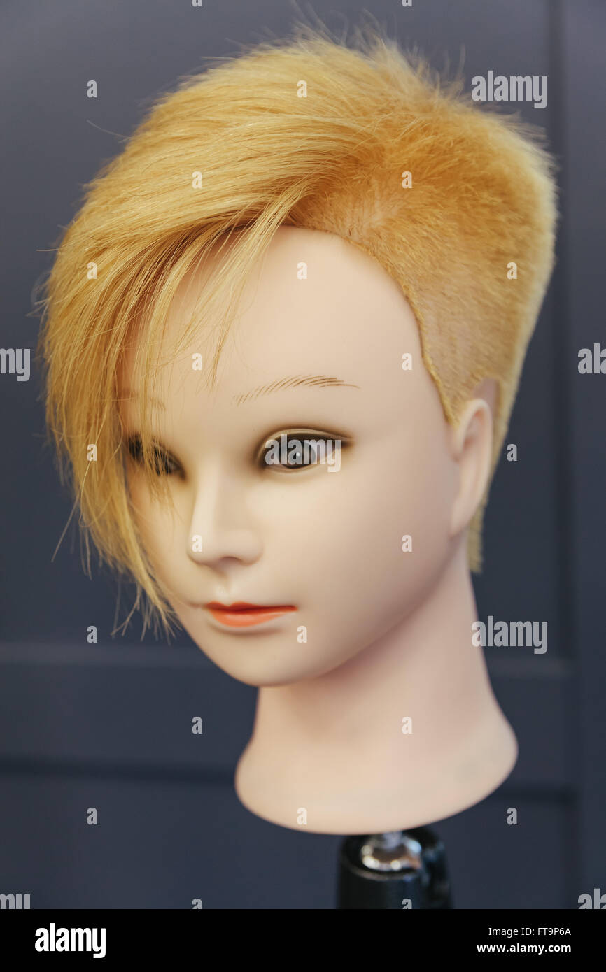 Beautician model heads for practicing beauty techniques in beauty ...