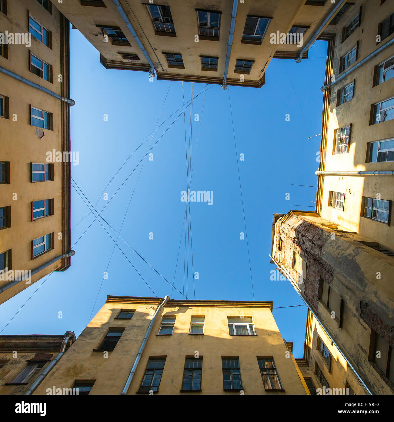 Typical yard of a well in historical centre of St.Petersburg Stock ...