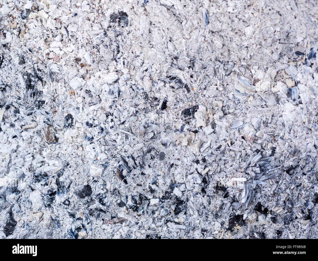 Ashes from a wood fire. After a large fire has burned all night only ...