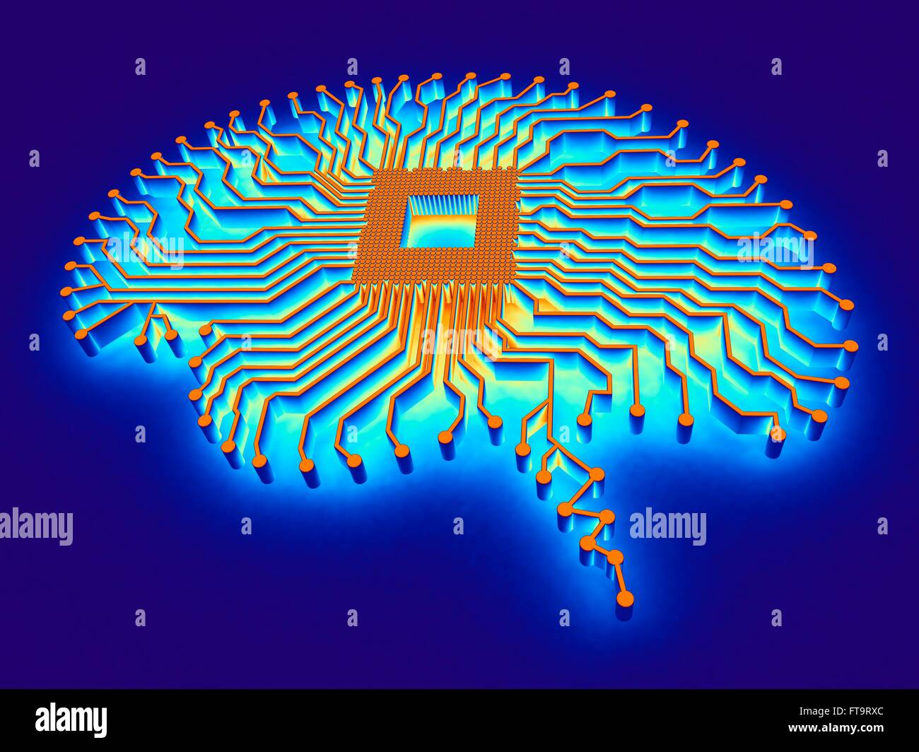 Artificial intelligence. Illustration of a brain-shaped printed circuit ... Artificial intelligence. Illustration of a brain-shaped printed circuit ...