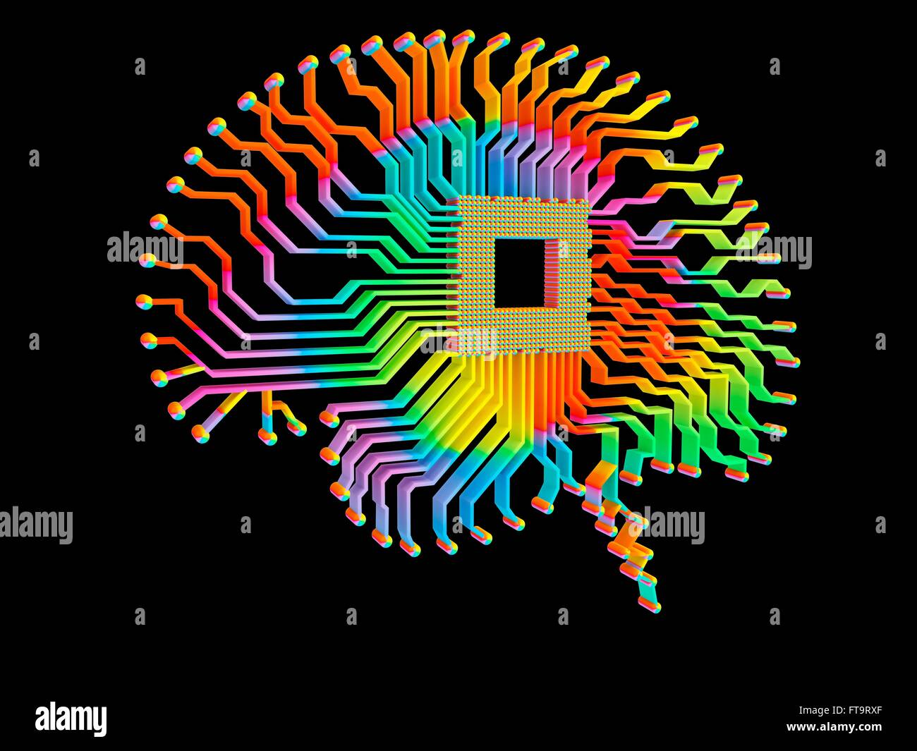Artificial intelligence. Illustration of a brain-shaped printed circuit ... Artificial intelligence. Illustration of a brain-shaped printed circuit ...