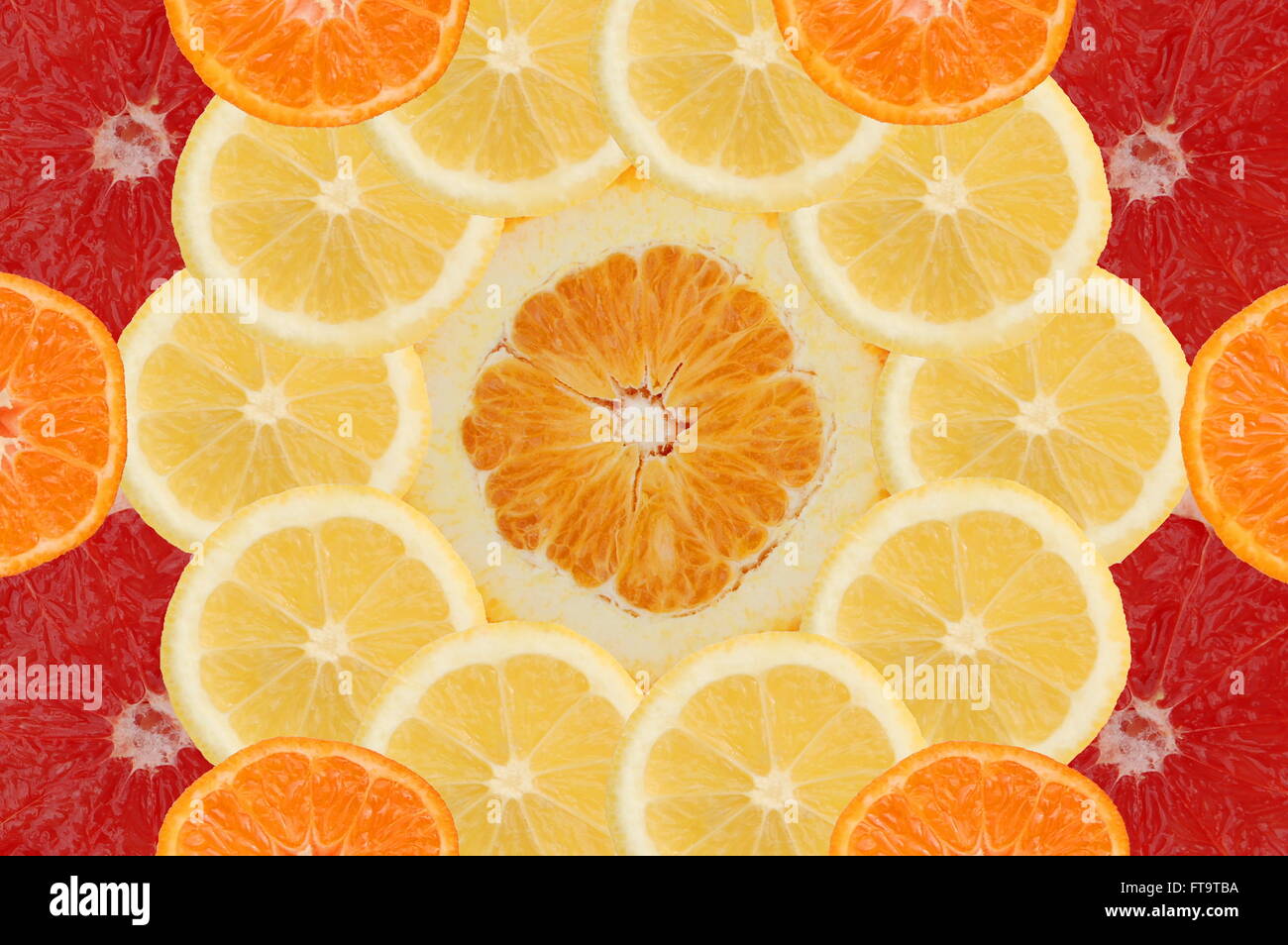 Composition made of slices of tropical fruits Stock Photo - Alamy